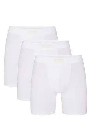 SKIMS 3-pack 5-inch Stretch Cotton & Modal Boxer Briefs Chalk