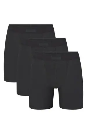 SKIMS 3-pack 5-inch Stretch Cotton & Modal Boxer Briefs - Heather Multi