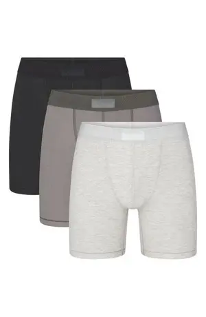 SKIMS 3-pack 5-inch Stretch Cotton & Modal Boxer Briefs Heather Multidnu