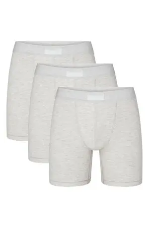 SKIMS 3-pack 5-inch Stretch Cotton & Modal Boxer Briefs Light Heather Grey