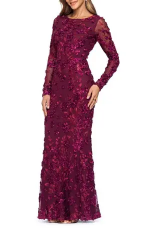 XSCAPE EVENINGS Embroidered Floral Gown