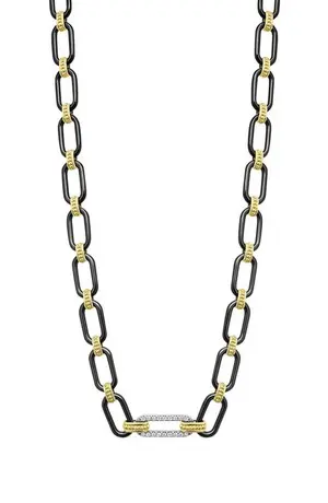 LAGOS LAGOS Signature Caviar Ceramic Link & Diamond Necklace