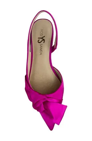 Yosi Samra Violet Pointed Toe Slingback Flat - Fuchsia