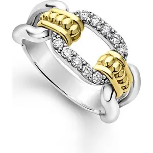 Lagos Signature Caviar Link Ring - Two-tone
