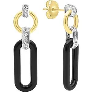 Lagos Signature Caviar Link Drop Earrings - Black