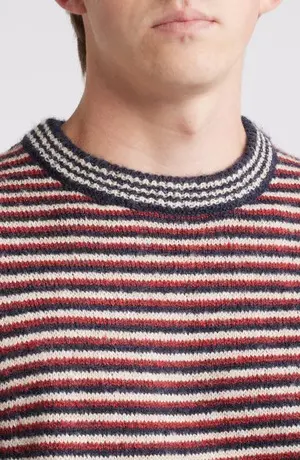 BDG URBAN OUTFITTERS Micro Stripe Pullover Sweater - Red Stripe