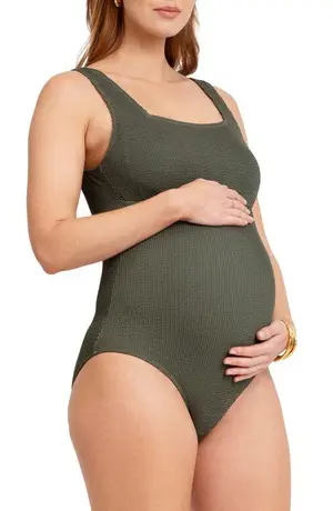 Seraphine Textured Maternity One-piece Swimsuit - Light/ Pastel Green