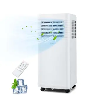 COSTWAY Portable Air Conditioner 8000 Btu 3 In 1 Ac Unit With Fan & Dehumidifier Sleep Mode - White