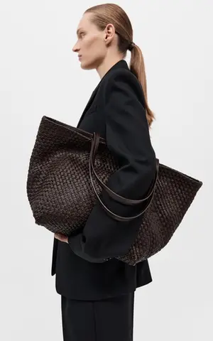 ST. AGNI Large Woven Leather Tote