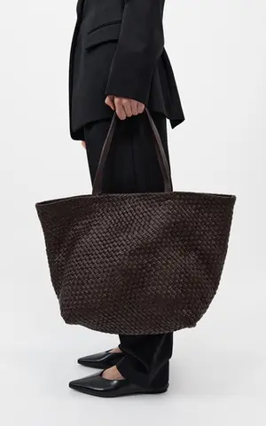 ST. AGNI Large Woven Leather Tote