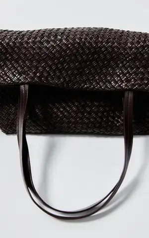 ST. AGNI Large Woven Leather Tote