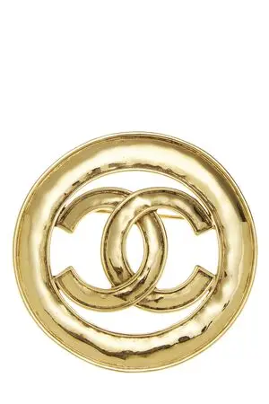 Chanel Interlocking 'cc' Logo Brooch - Gold