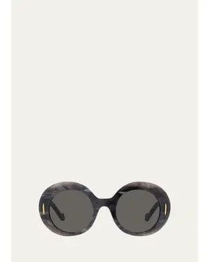 Loewe Loewe Oval Acetate Sunglasses With Anagram Black/smoke