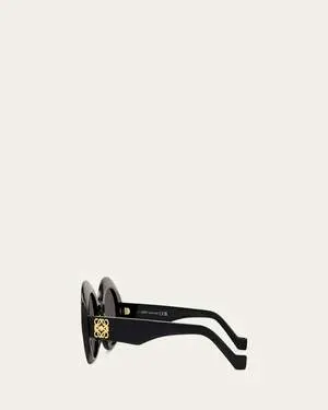 Loewe Oval Acetate Sunglasses With Anagram - Shiny Black