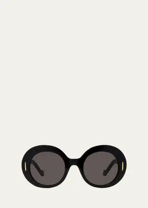 Loewe Oval Acetate Sunglasses With Anagram - Shiny Black