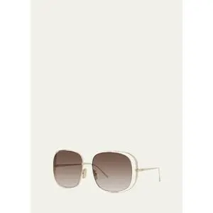 Loewe Metal Logo Rectangle Sunglasses