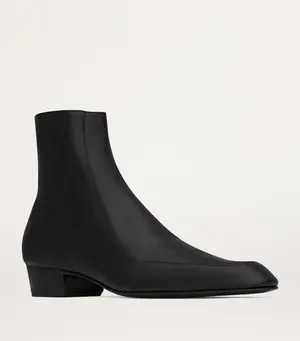 Saint Laurent Leather Hitch Ankle Boots
