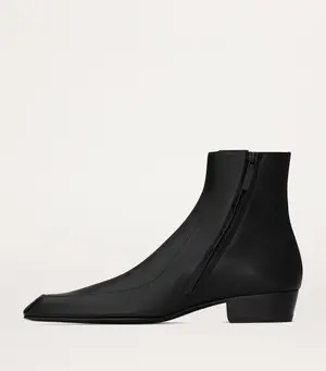 Saint Laurent Leather Hitch Ankle Boots