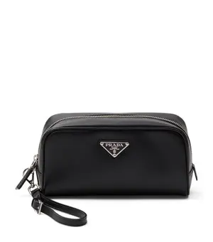 Prada Saffiano Leather Logo Pouch - Black