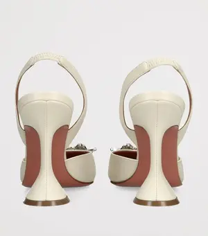 Amina Muaddi Leather Begum Slingback Pumps - Beige
