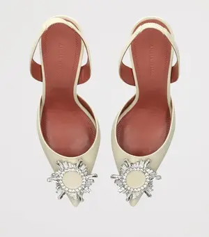 Amina Muaddi Leather Begum Slingback Pumps - Beige