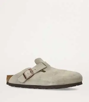 BIRKENSTOCK Suede Boston Clogs - Brown