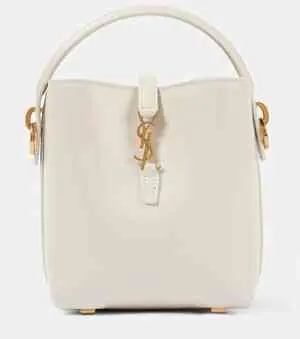 Saint Laurent Le 37 Mini Leather Bucket Bag - White