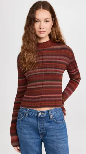 RE/DONE Ribbed Mock Neck Pullover