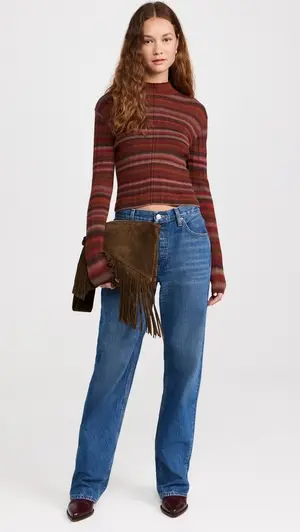 RE/DONE Ribbed Mock Neck Pullover