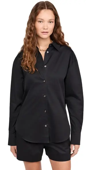 Sold Out NYC Classic Collar Shirttail Hem Button-down Shirt - Black