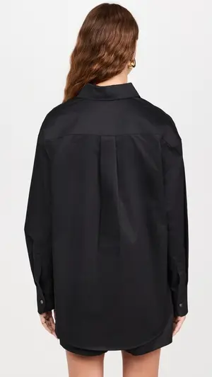 Sold Out NYC Classic Collar Shirttail Hem Button-down Shirt - Black