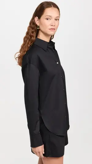 Sold Out NYC Classic Collar Shirttail Hem Button-down Shirt - Black