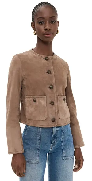Veronica Beard Andrea Suede Jacket - Bark