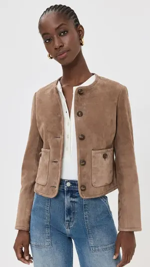 Veronica Beard Andrea Suede Jacket - Bark