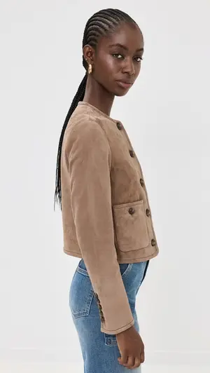 Veronica Beard Andrea Suede Jacket - Bark