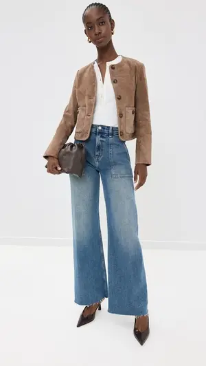 Veronica Beard Andrea Suede Jacket - Bark