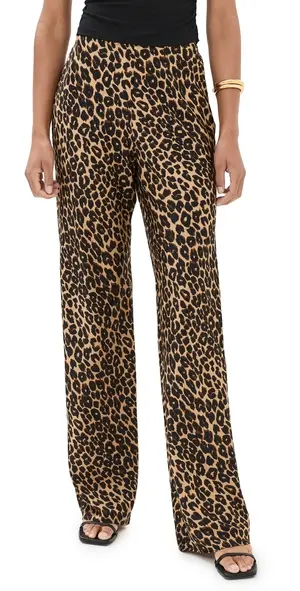 REFORMATION Gale Leopard Print Satin Pants
