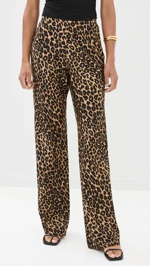 REFORMATION Gale Leopard Print Satin Pants