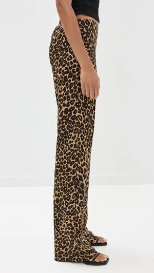 REFORMATION Gale Leopard Print Satin Pants