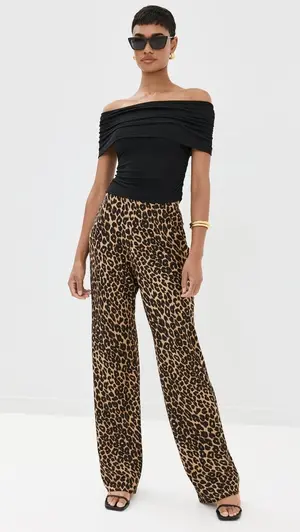 REFORMATION Gale Leopard Print Satin Pants