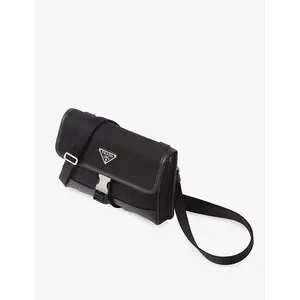 Prada Re-nylon Buckled Nylon And Leather Phone-holder - Black