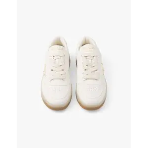 Prada Downtown Logo-plaque Leather Low-top Sneakers - Neutral