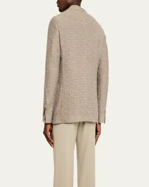 Giorgio Armani Cashmere-silk Deconstructed Chevron Blazer