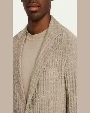 Giorgio Armani Cashmere-silk Deconstructed Chevron Blazer