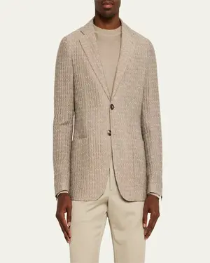 Giorgio Armani Cashmere-silk Deconstructed Chevron Blazer