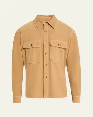 Saint Laurent 2-pocket Corduroy Overshirt - Moka/choc