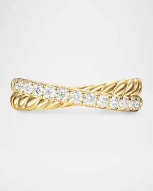 David Yurman Dy Crossover Ring In 18k Gold With Diamonds - Diamond