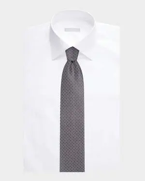 Stefano Ricci Men's Micro-medallion Silk Tie Gray
