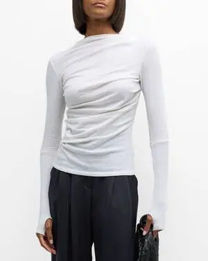 Enza Costa Enza Costa Cashmere Twist Long-Sleeve Top - White