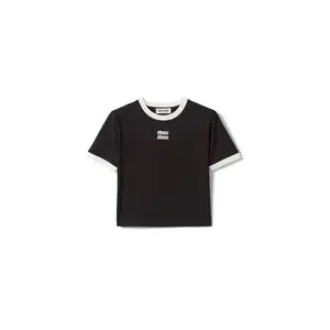 Miu Miu Cotton Jersey T-shirt With Embroidered Logo